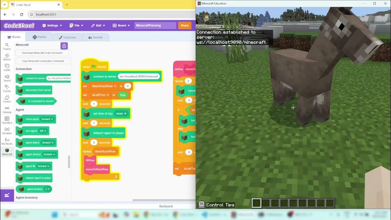 Automate Farming in Minecraft using Agents and CodeSkool Scratch - YouTube