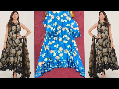 How to design print suit with lace/ printed suit less design cutting ...