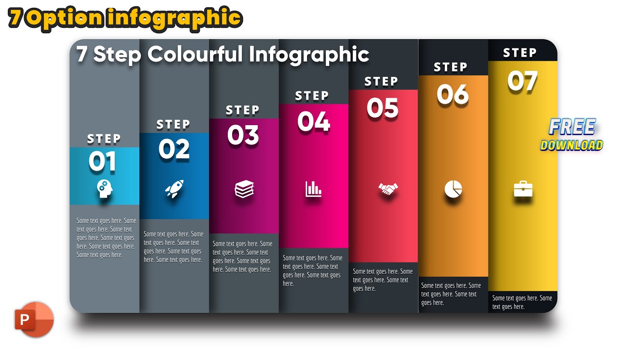 23.MS PowerPoint Presentation - 7 Option Colorful infographic | Free ...