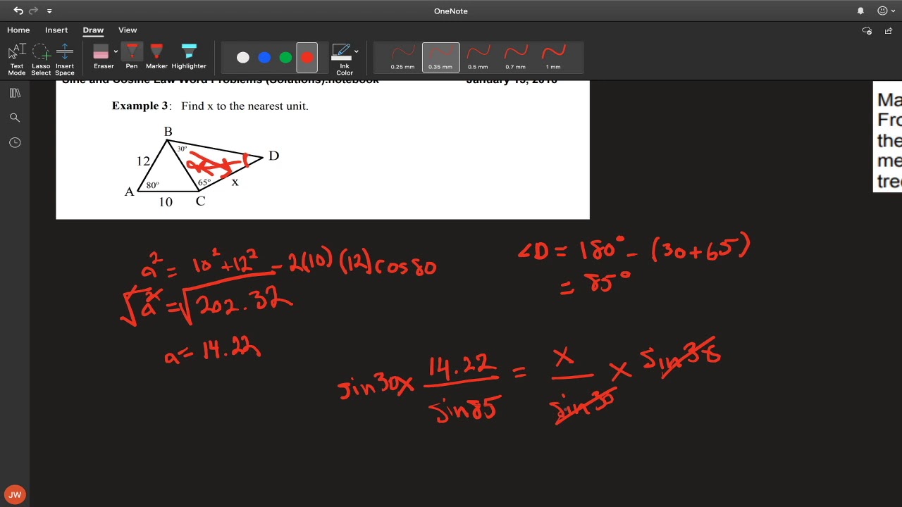 Trigonometric word problems, with sine law, cosine law, and trig ratios ...