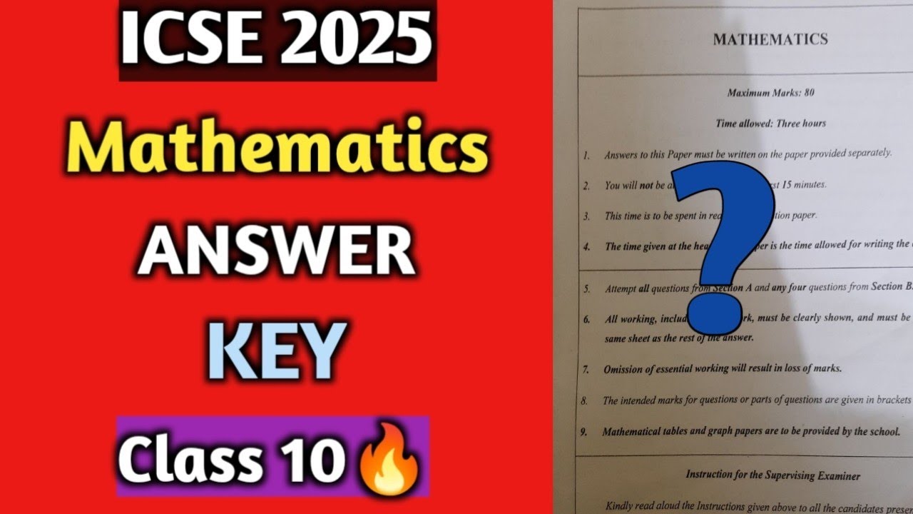 ICSE Maths 2025 | ANSWER KEY | Class 10 Board EXAM🔥 | Maths Solutions ...
