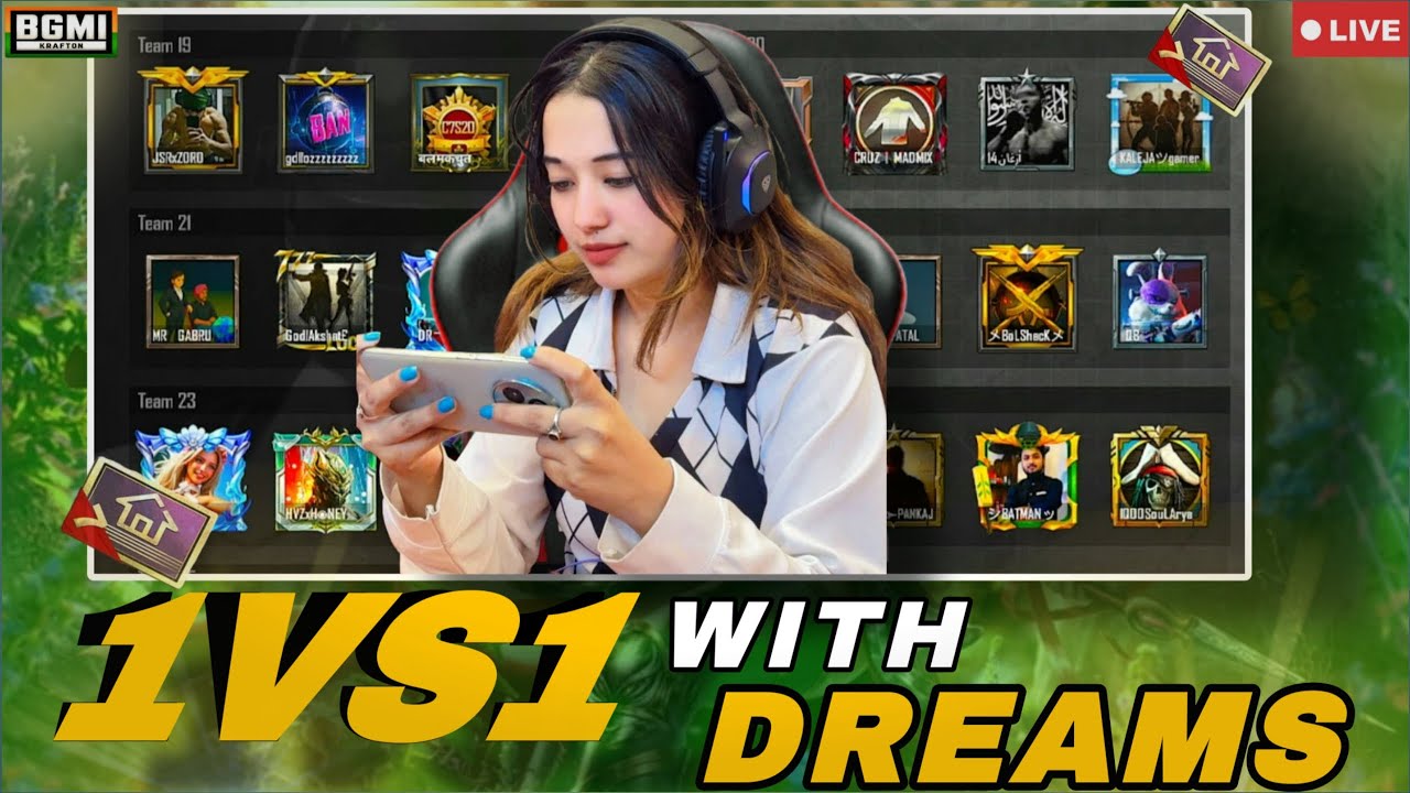 1v1 WITH DREAMYY 🎀 || #bgmi #dreamislive #femalegamer #gamer #conqueror ...