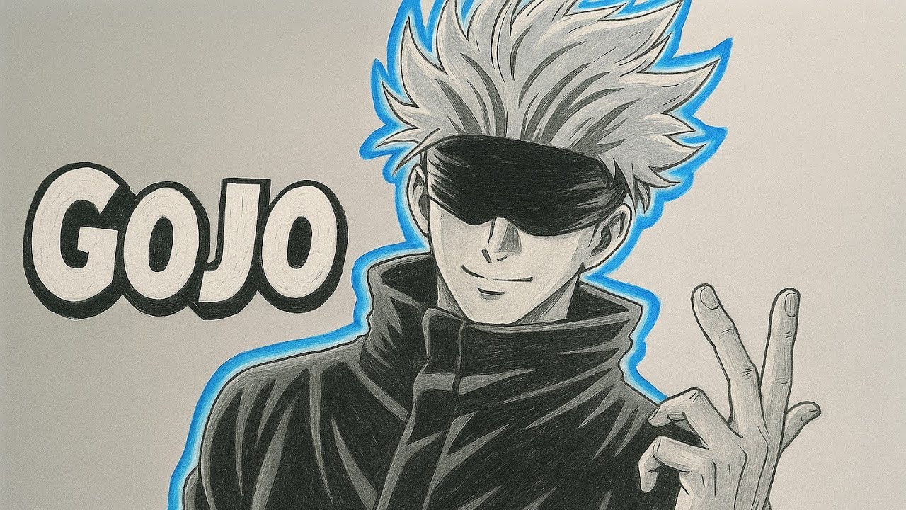 How to draw Gojo Satoru from Jujutsu Kaisen || Easy Anime Drawing ...