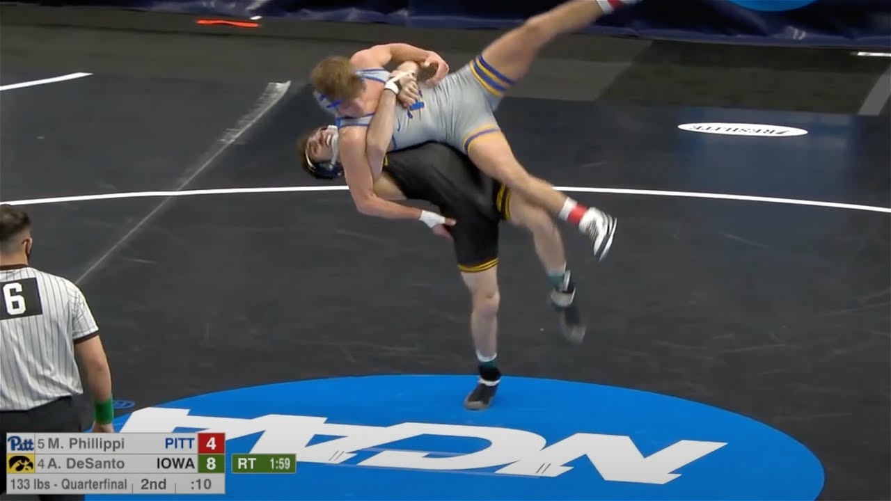 133lbs Austin DeSanto (Iowa) maj dec Micky Phillippi (Pitt) - YouTube