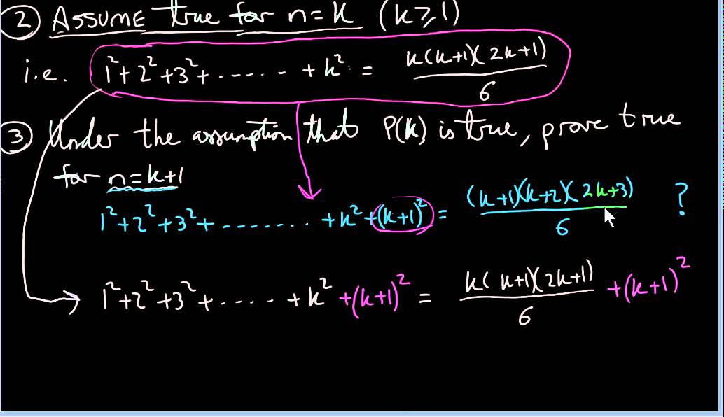 Proof by Induction - The sum of the squares of the first n natural numbers is n(n+1)(2n+1)/6 ...