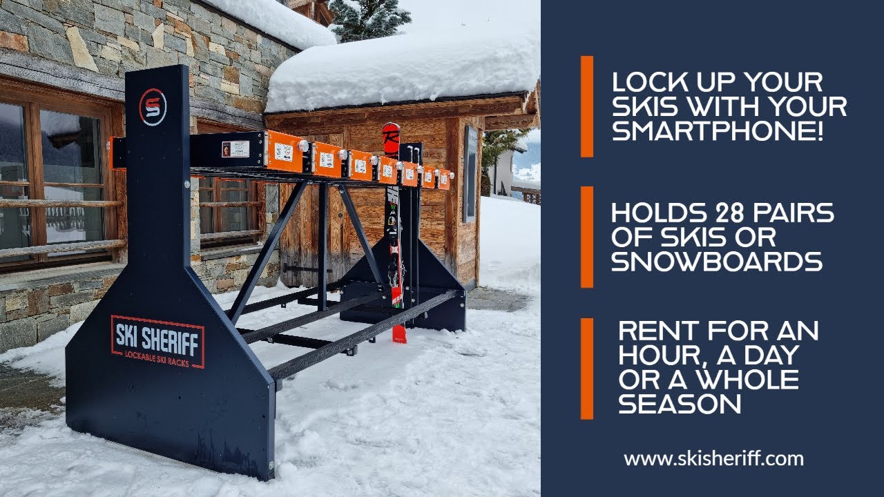 BEST SKI LOCK! A lockable Ski and Snowboard rack you control with your ...