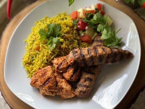 Lamb and Chicken kebabs with yellow rice 👌🏼 - YouTube