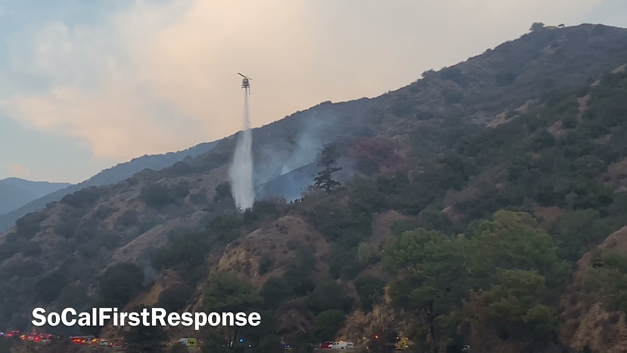 (Water Drop) LAFD Fire 6 Helicopter Bell 206B (Vegetation Fire) - YouTube