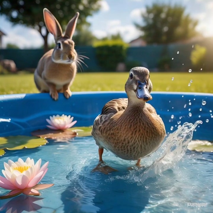 Duck and Rabbit Story Swimming #ducks #rabbit #viralshorts #viralvideo ...