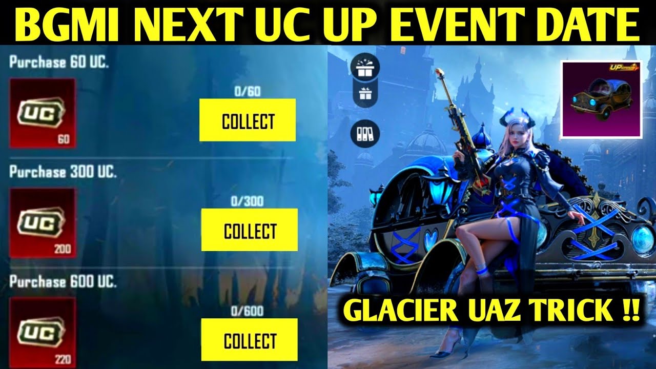 😍BGMI NEXT UC UP EVENT 100% OFFICIAL DATE | TRICK FOR GLACIER UAZ SKIN ...