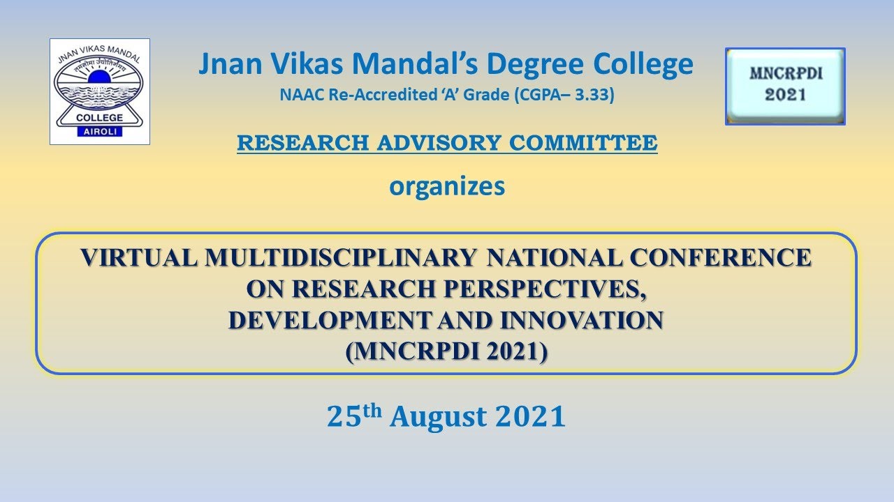 VIRTUAL MULTIDISCIPLINARY NATIONAL CONFERENCE ON RESEARCH PERSPECTIVES ...