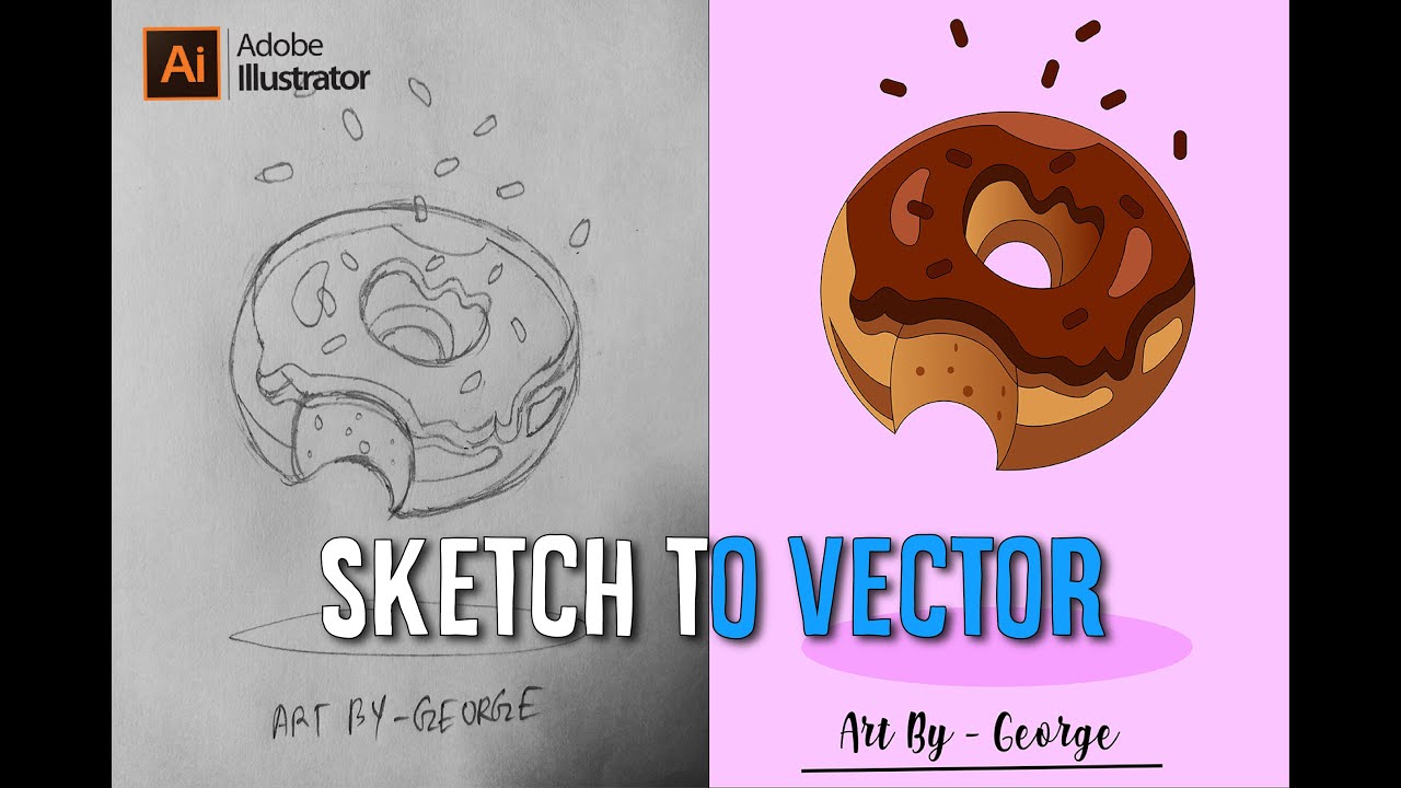 Adobe Illustrator Speed Art - Donut Vector from Sketch - YouTube