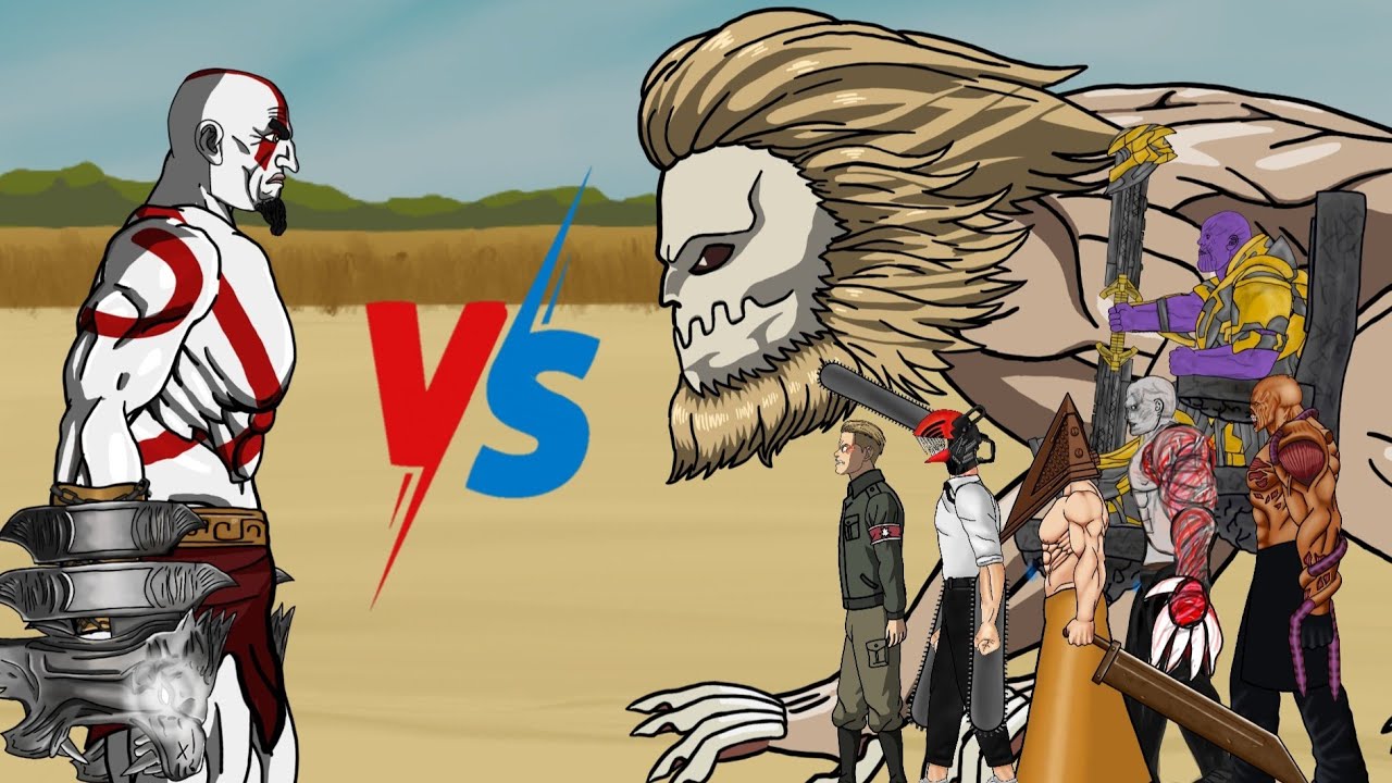 KRATOS (God of War)vs. Thanos, Jaw Titan, Chainsawman, Tyrant, Nemisis ...