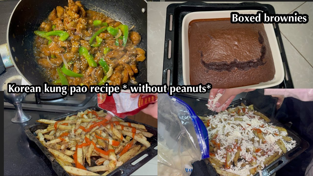 KOREAN KUNG PAO RECIPE | without peanuts | trying boxed brownies - YouTube