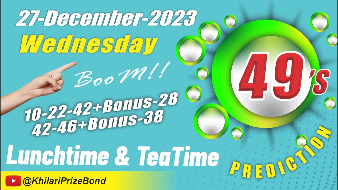 UK49 Lunchtime Prediction | WED 27 December 2023 | Uk49s Predictions ...