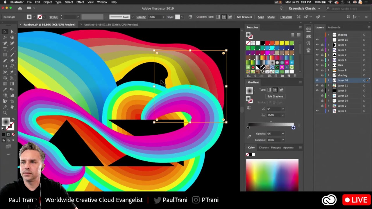 Creating bands and bursts of color in Illustrator - YouTube