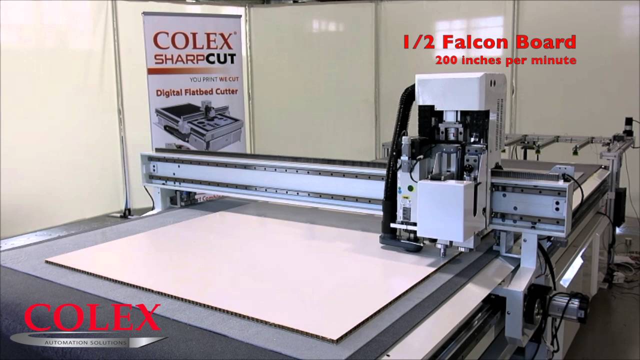 FALCONBOARD ON COLEX SHARPCUT FLATBED CUTTER - YouTube