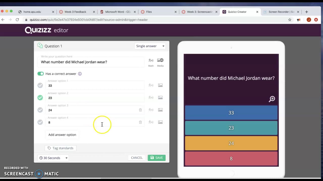 Quizziz Screencast - YouTube