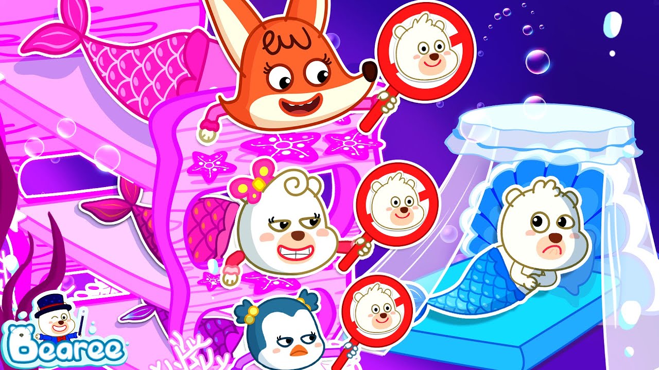 Let Blue Mermaid Play Along!🥺 Bearee Wanna Join Girls ONLY Pink Bunk ...