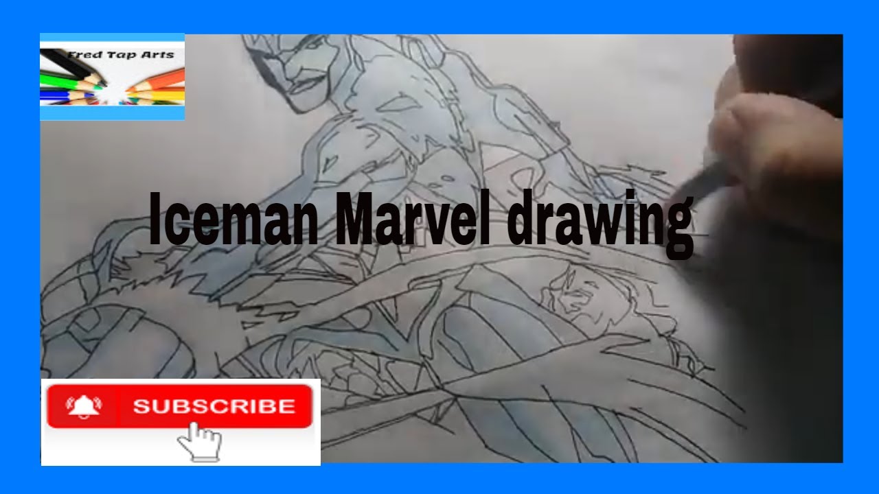 Iceman Marvel drawing - YouTube