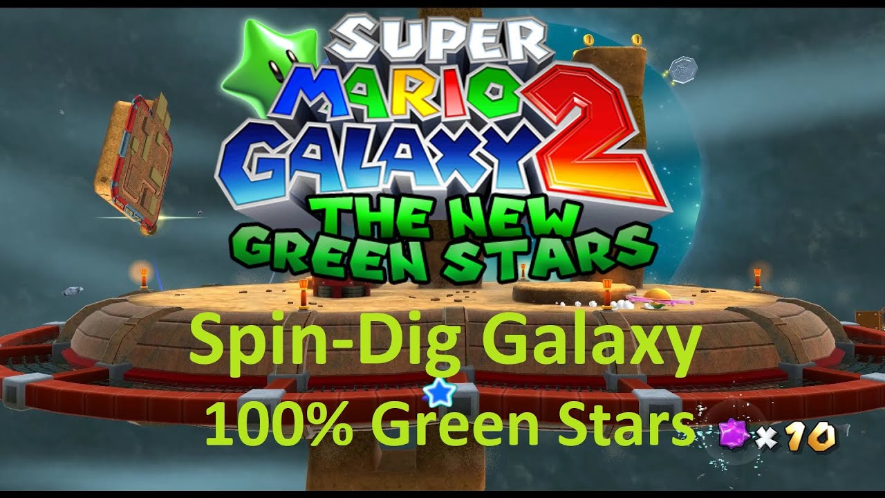 SMG2 The New Green Stars | Spin-Dig Galaxy | 100% Walkthrough - YouTube