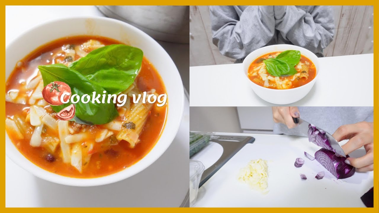🥄Cooking vlog: I made tomato soup (with pasta!) 🍅 - YouTube