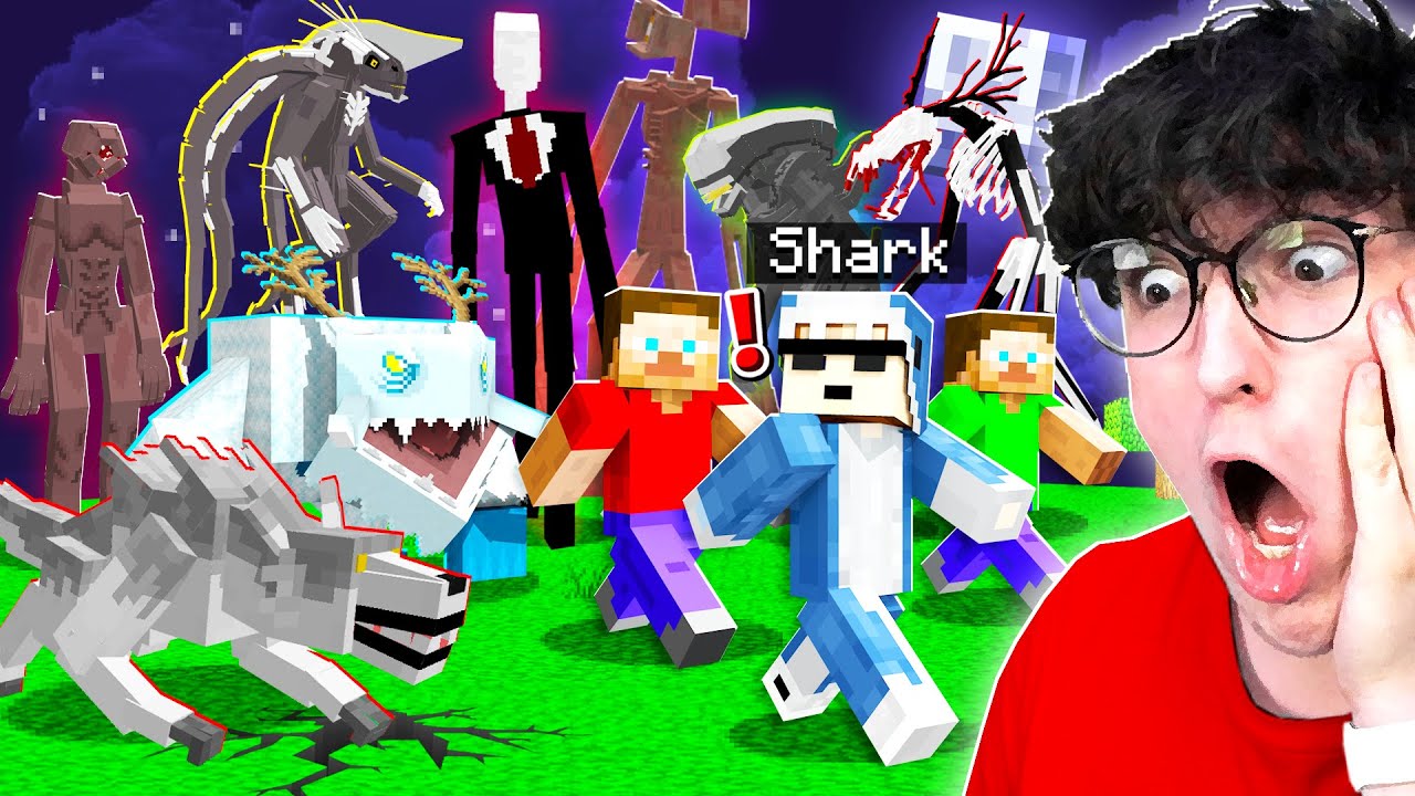 100 Players Survive TERRIFYING HUMANOID Bosses in Minecraft! - YouTube