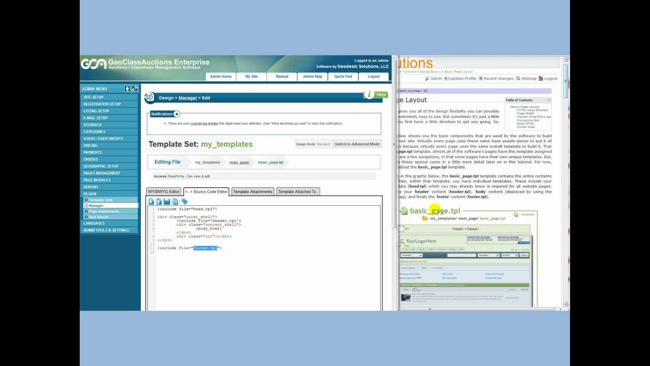 Basic Page Template Tutorial To The Admin Tool - YouTube