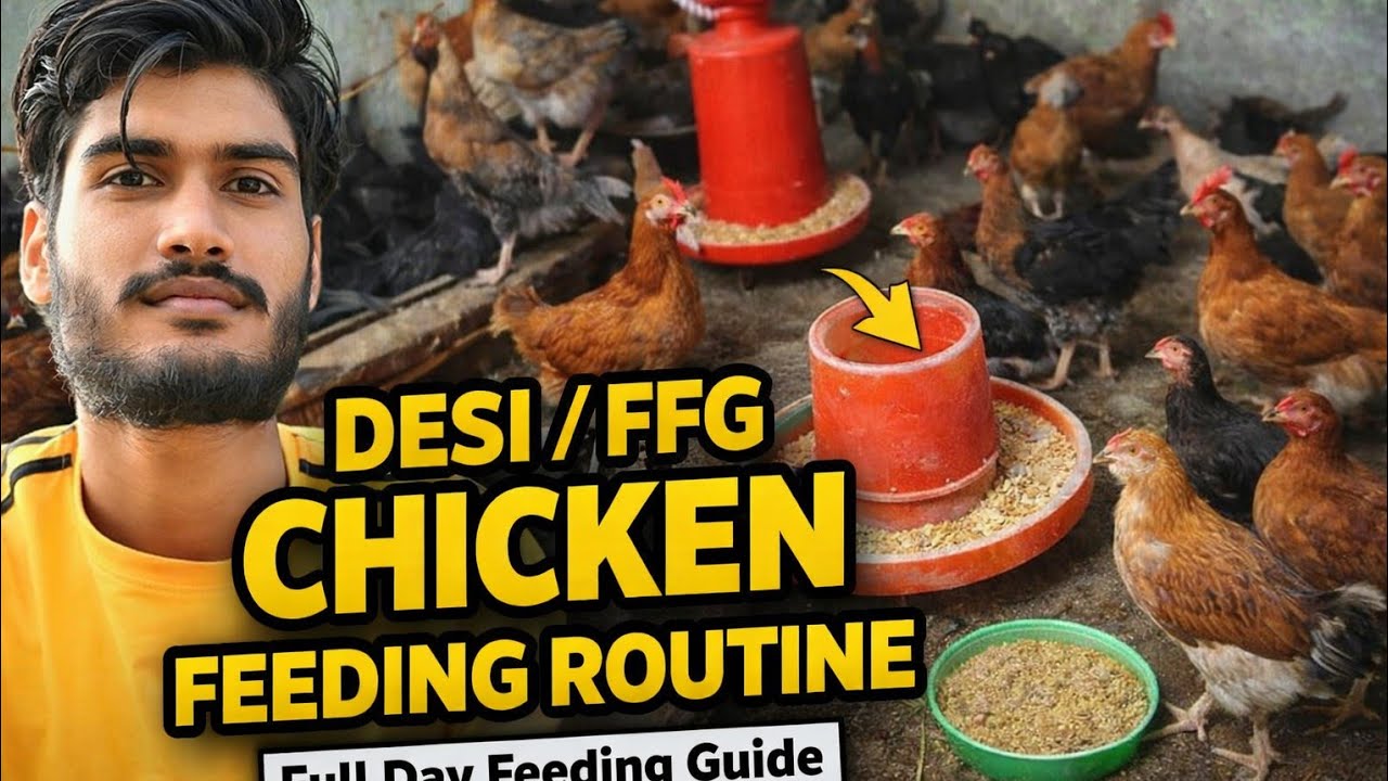 Desi / FFG Chicken Feeding Routine | Full Day Feeding Guide | Poultry ...