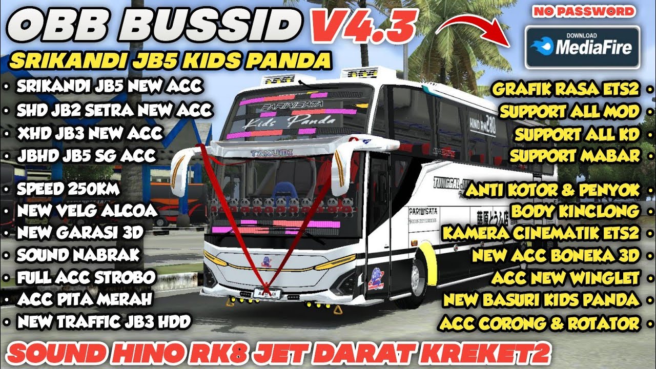 SRIKANDI JB5 NIH KEREN CUY🤩 OBB BUSSID V4.3 TERBARU SOUND HINO RK8 JET ...