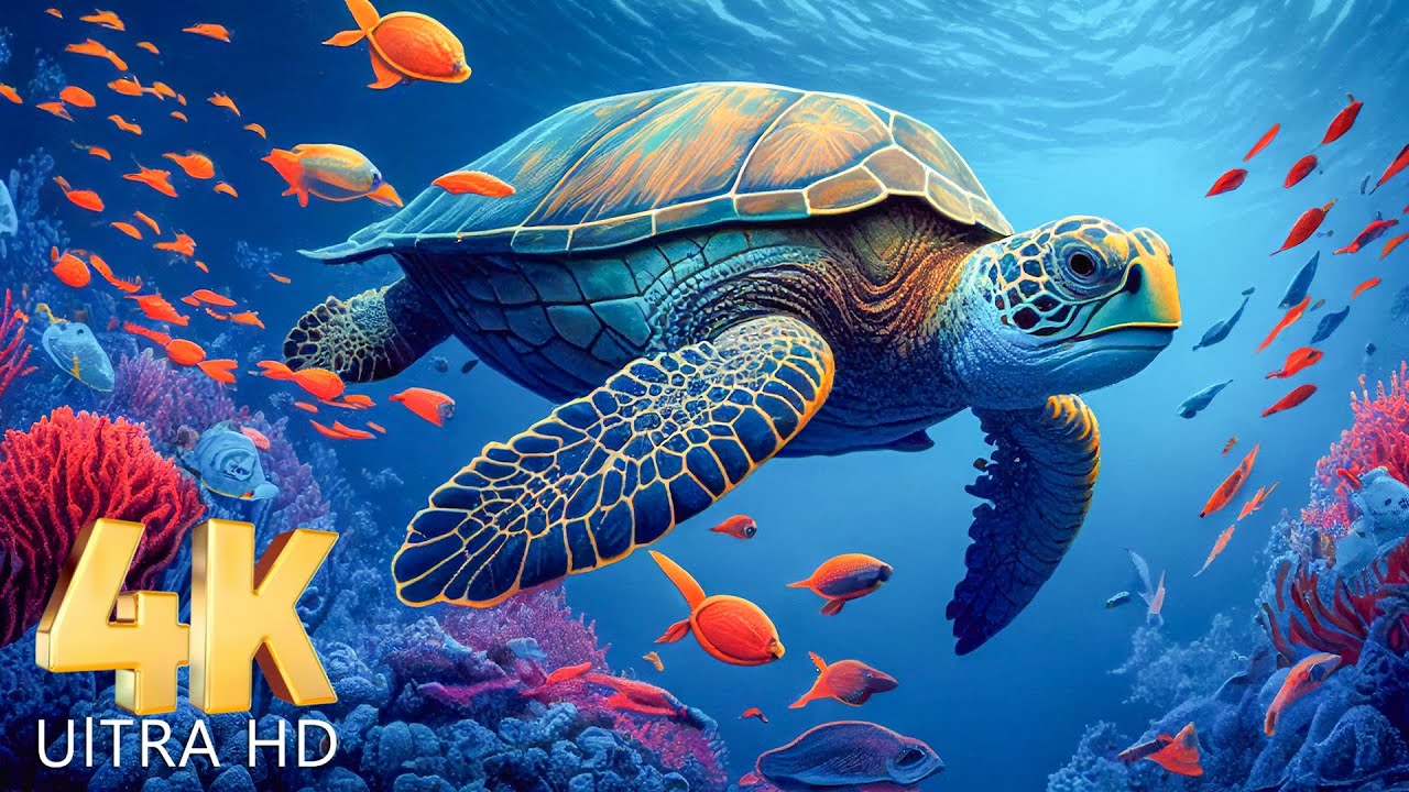 3HRS of 4K Turtle Paradise 🐋- Coral Reefs and Colorful Sea Life ...