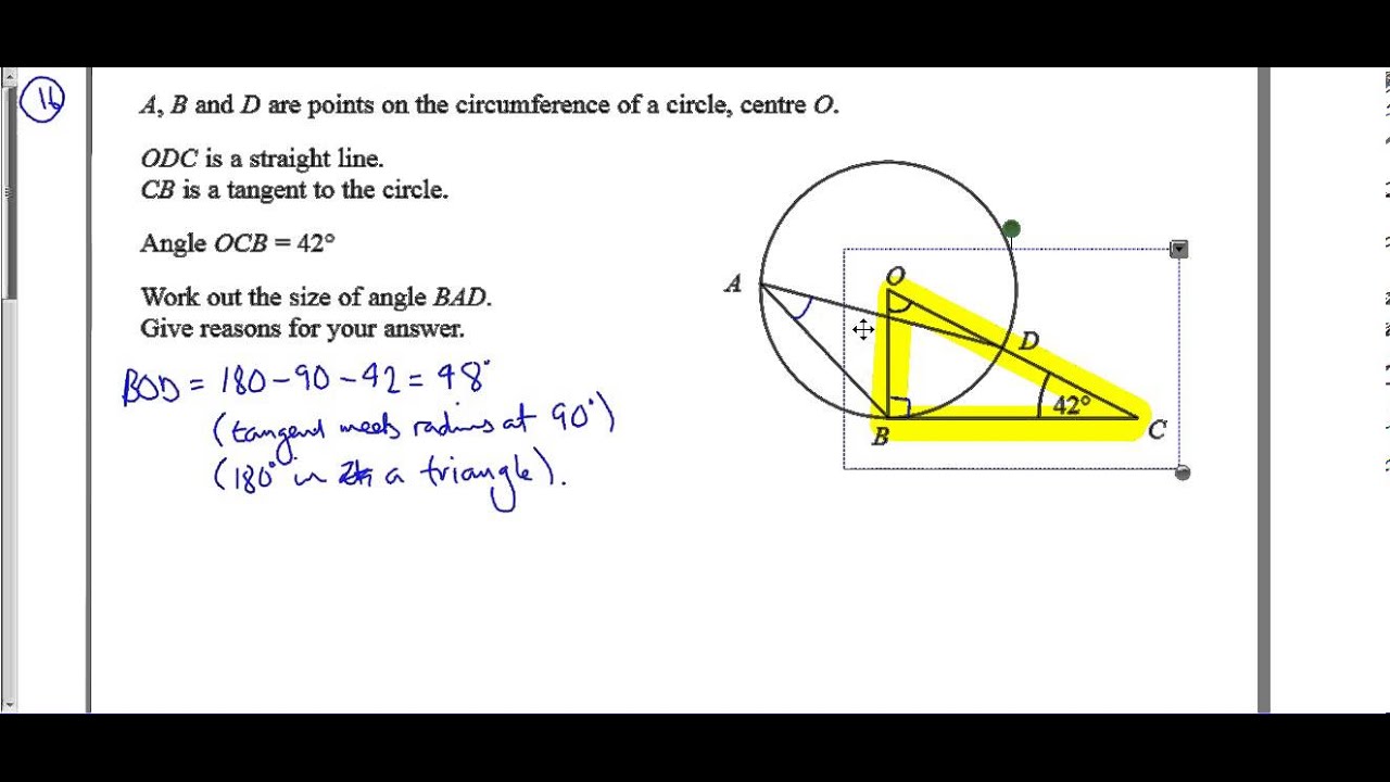 Circle theorems Methods Mock Unit 1H Q16 - YouTube