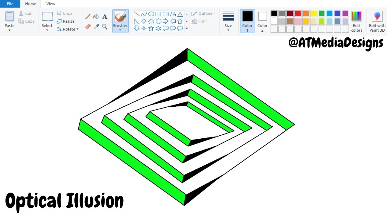 Creating 3D Illusion Art in MS Paint for beginners in Computer Paint ...