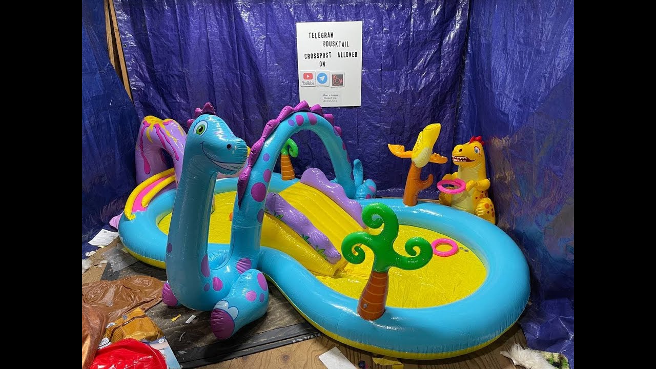 Popping Inflatable Intex Dino Play Center Pool - YouTube