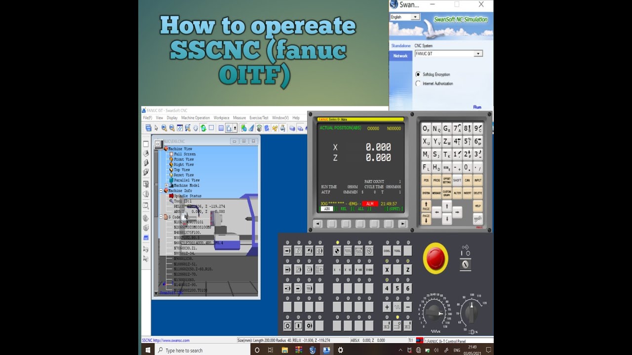 How to operate SSCNC Software model fanuc oitf. - YouTube
