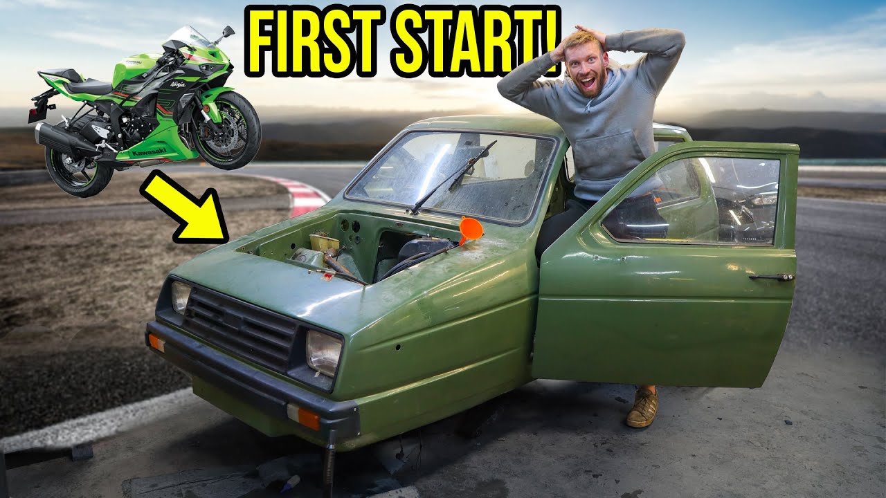BIKE ENGINE SWAPPED RELIANT FIRST START!!!!!! - Motorbike Engine Swap ...