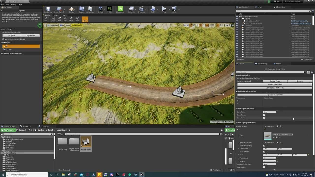 Unreal Engine - World Composition and placing roads/objects (Tiled Landscape) - YouTube