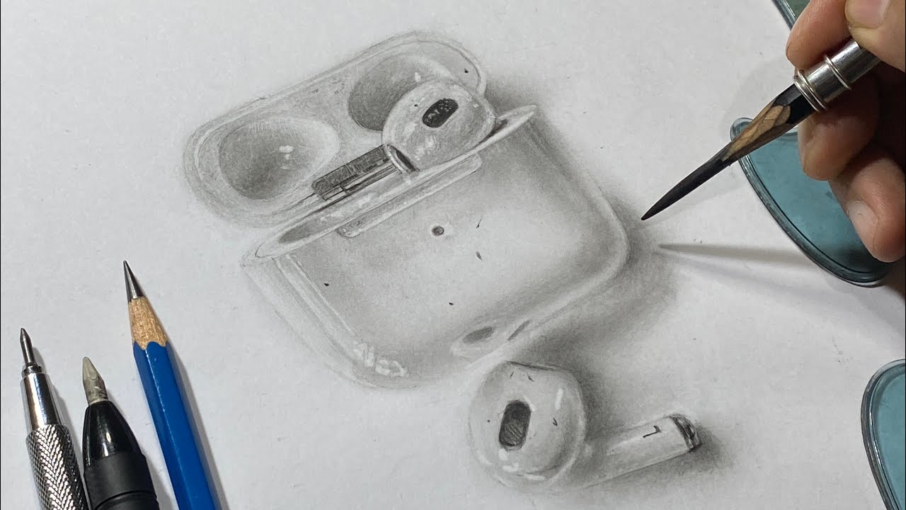 Drawing A Realistic Apple Airpods - YouTube