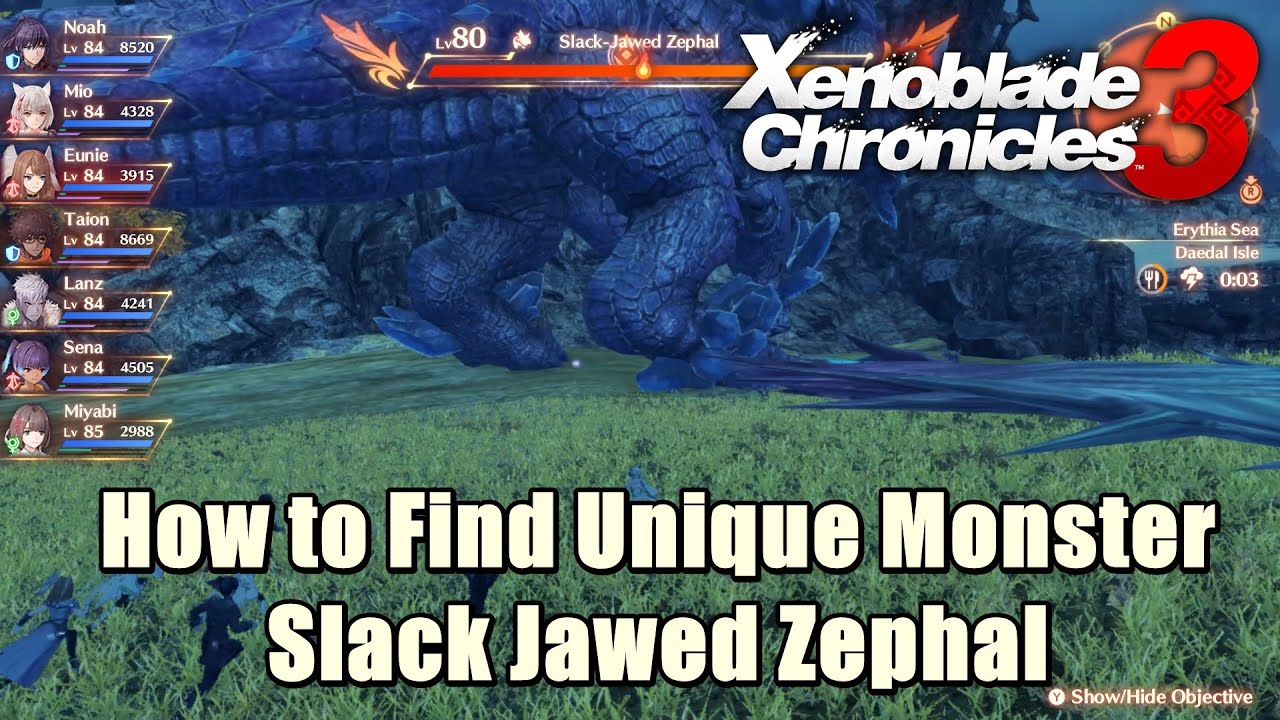 How to Find Unique Monster Level 80 Slack Jawed Zephal l Xenoblade ...