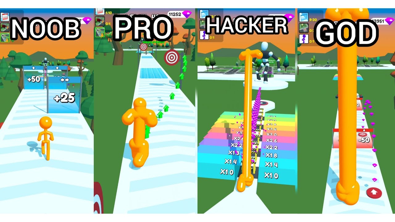 Noob vs Pro vs Hacker vs God || Tall man run || types of players in ...