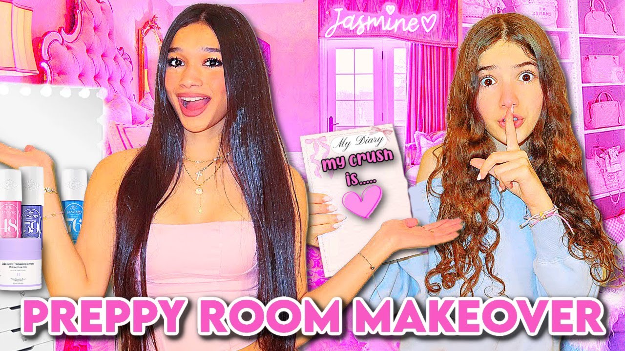 JASMINE'S PREPPY PINK ROOM MAKEOVER!💗🎀 - YouTube