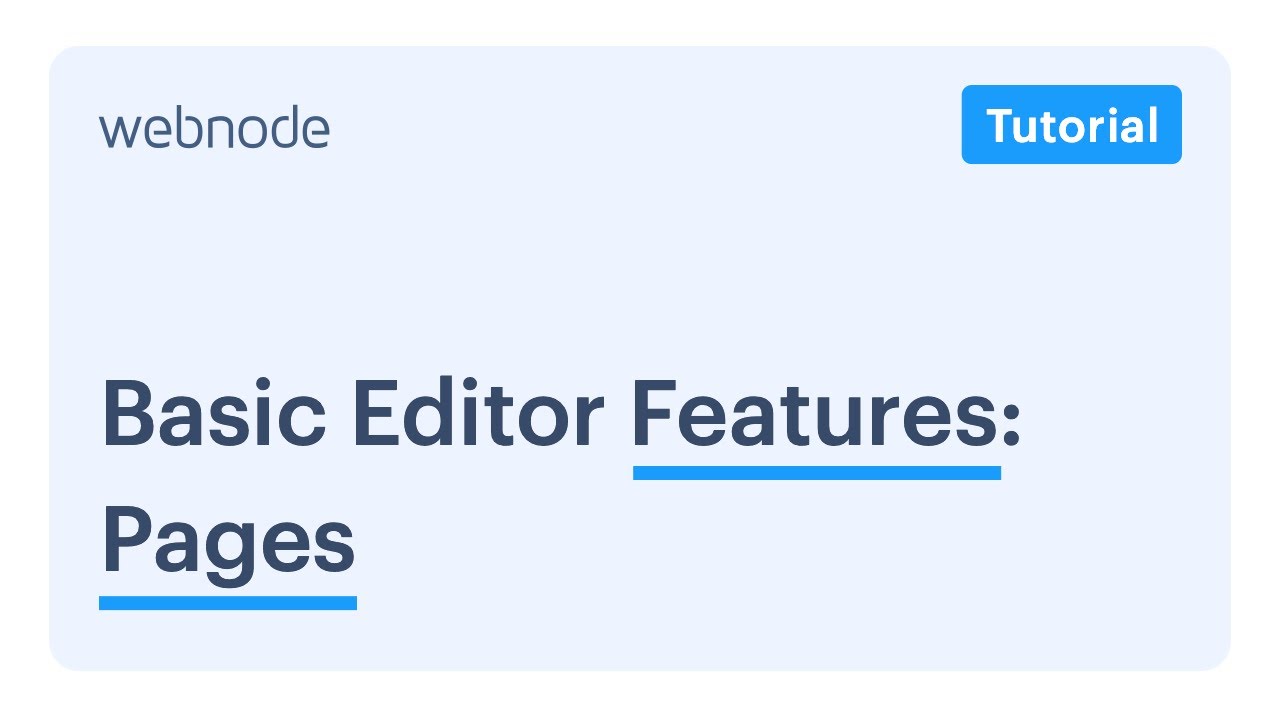 Webnode | Basic editor features: Pages - YouTube