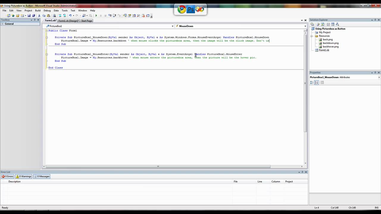 Visual Basic How To Use A Picturebox As A Button Youtube