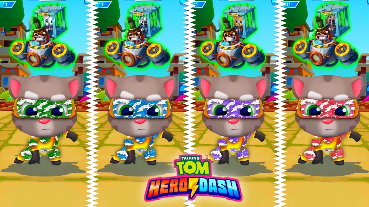 Talking Tom Hero Dash : New Colour & White Suit's The 4 Super Hero Tom ...