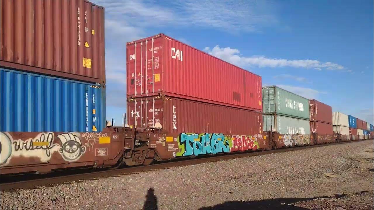 Monster EB BNSF Port Stack Train Feat Duo Rear DPUs In Daggett Ca! #bigbossrailfanner - YouTube