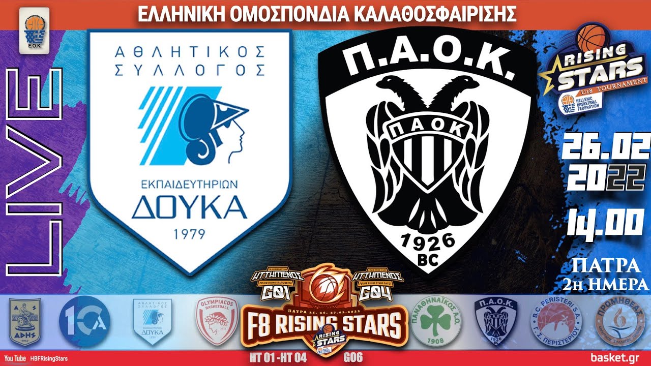 ΑΣΕ ΔΟΥΚΑ - ΠΑΟΚ, F8 U18 RISING STARS TOURNAMENT | Live streaming ...