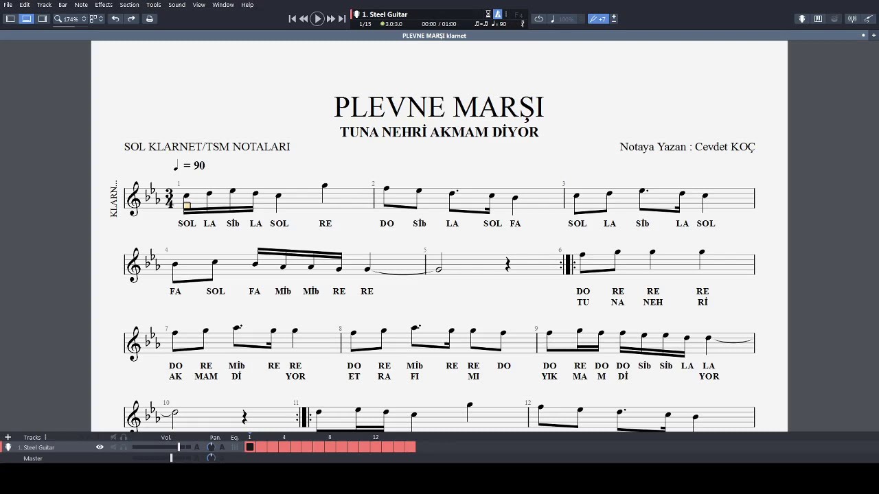 PLEVNE MARŞI - TUNA NEHRİ NOTA - YouTube