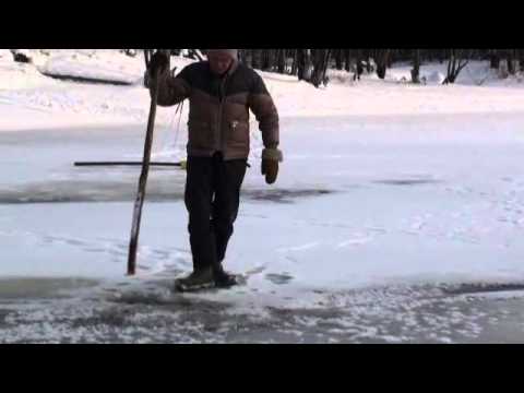 Testing for safe ice to walk on. #3 - YouTube