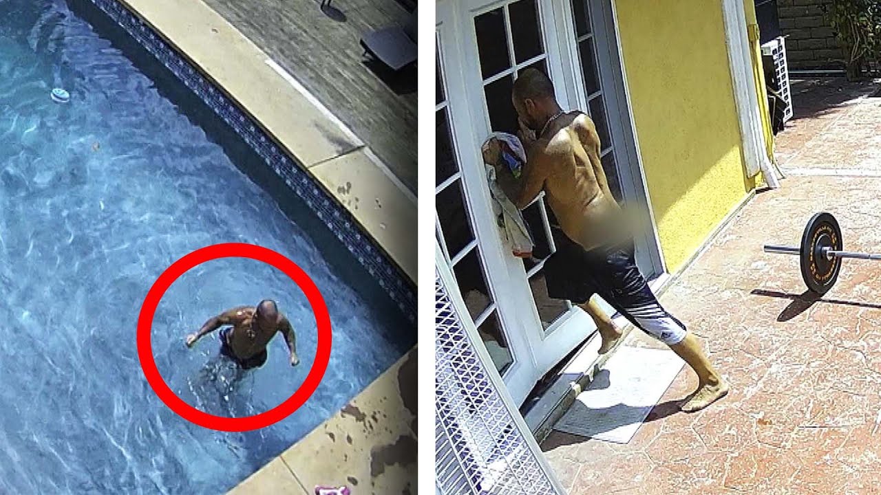 Burglar Takes a Dip in Homeowner’s Pool Before Breaking In - YouTube