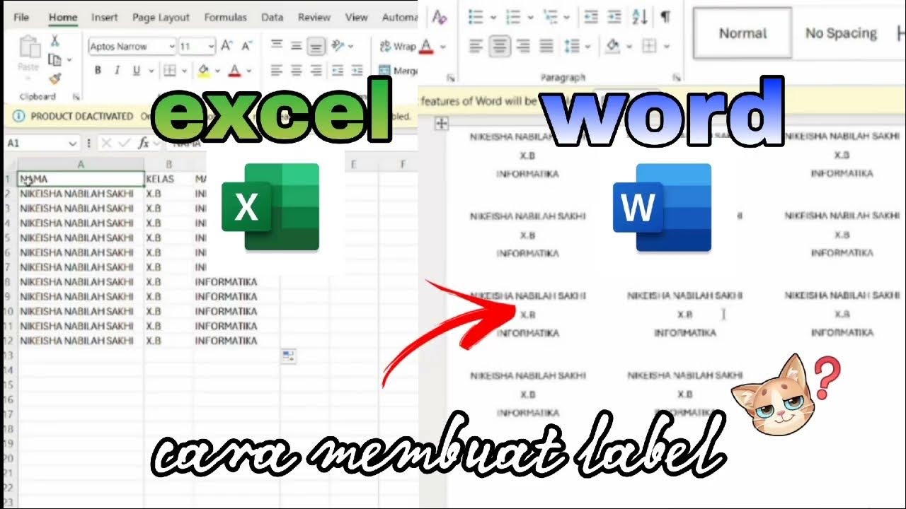 Membuat label dari apk excel & word - YouTube